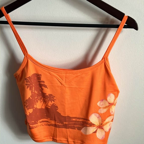 Tops | New Cropped Summer Tropical Beaches And Floral Graphic Tank Top ...